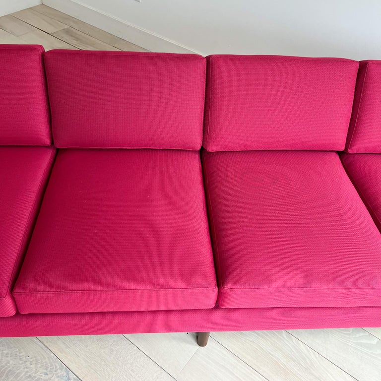 Mid-Century Modern Long Low Sofa by Rowe, New Fuchsia Upholstery For ...