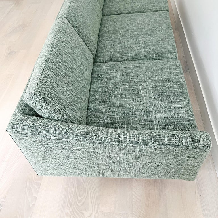 Mid-Century Modern Long Low Sofa w/ Walnut Legs by Rowe, New Upholstery ...