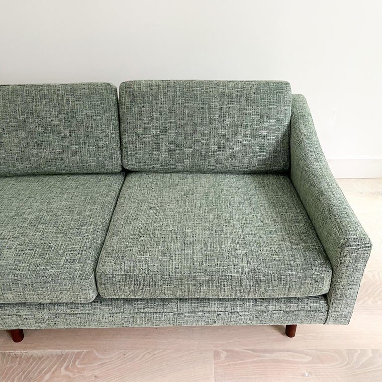 Mid-Century Modern Long Low Sofa w/ Walnut Legs by Rowe, New Upholstery ...