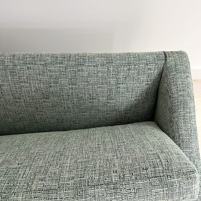 Mid-Century Modern Long Low Sofa w/ Walnut Legs by Rowe, New Upholstery ...