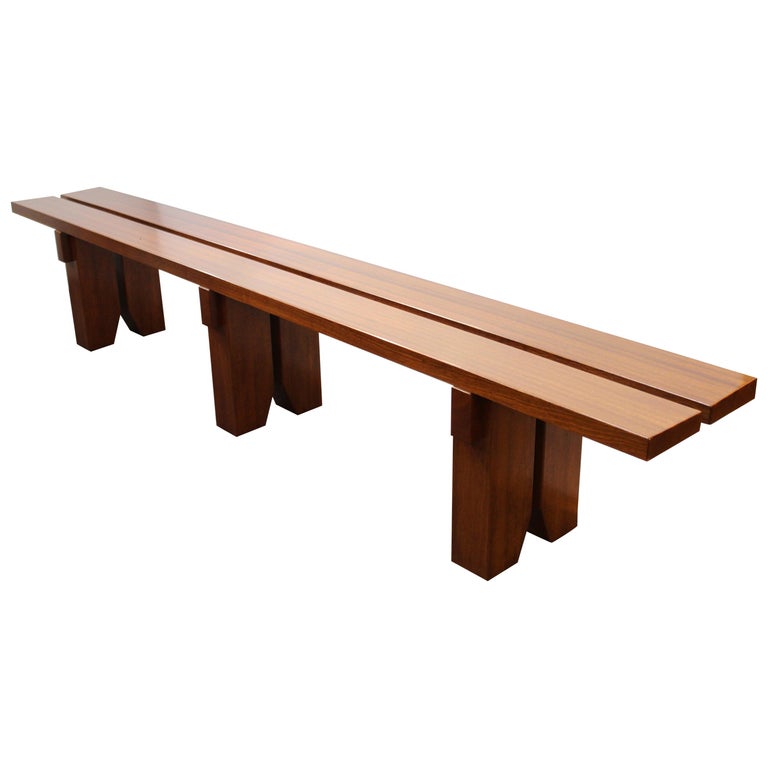 Mid-Century Modern Long Wood Bench at 1stDibs