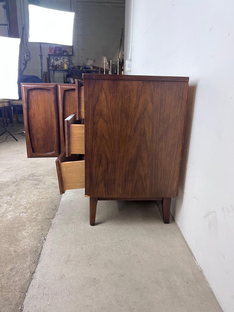 Mid-Century Modern Lowboy 9 Drawer Dresser with Brass Hardware For Sale ...