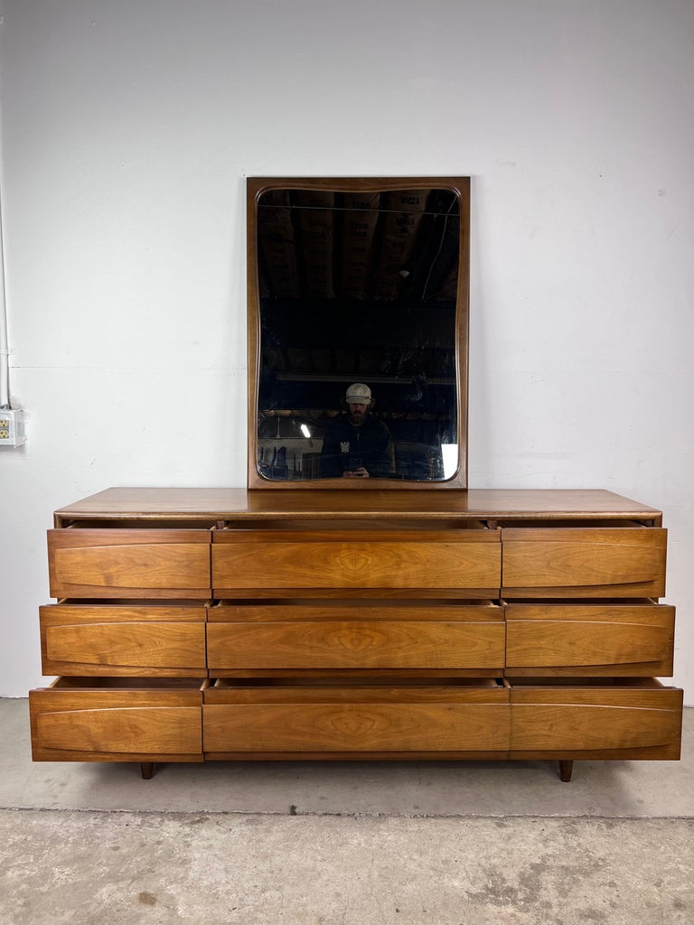 Mid Century Modern Lowboy Dresser with Mirror by American of ...