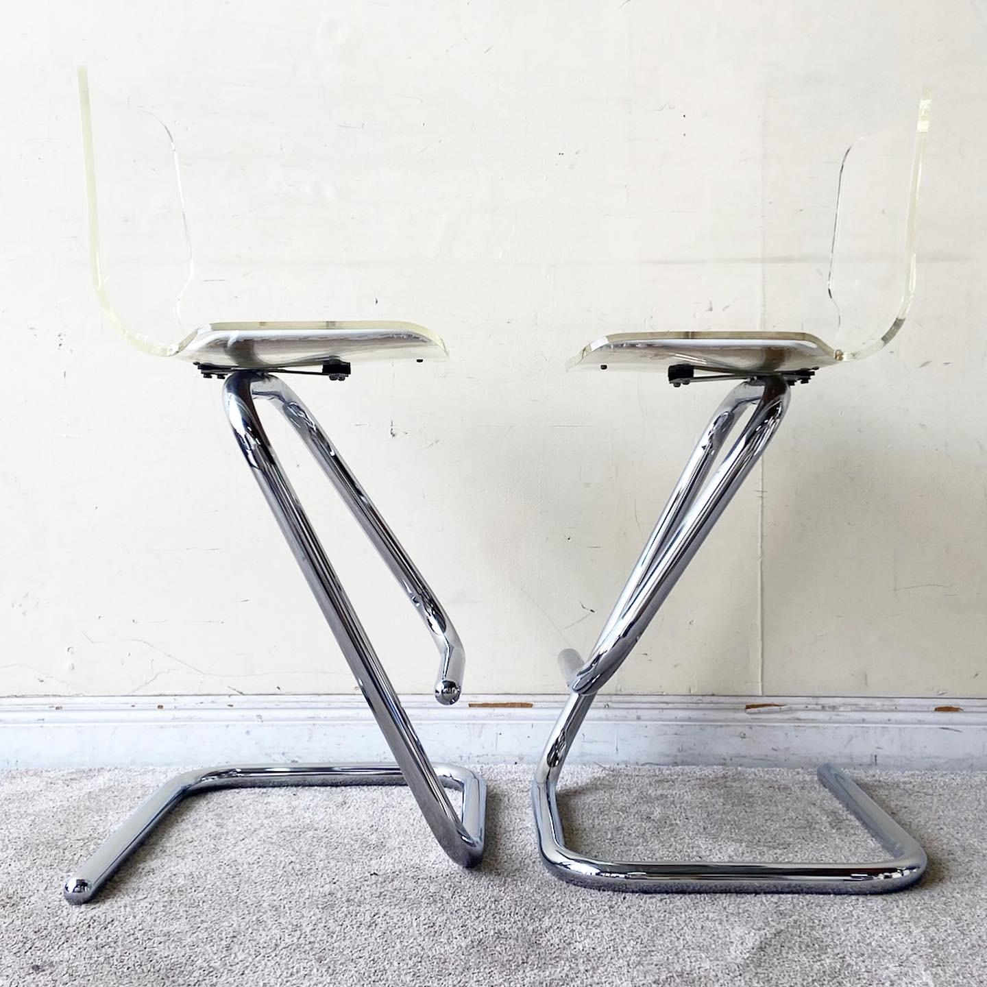 Mid-Century Modern Lucite and Chrome Stools by Hill Manufacturin, a ...