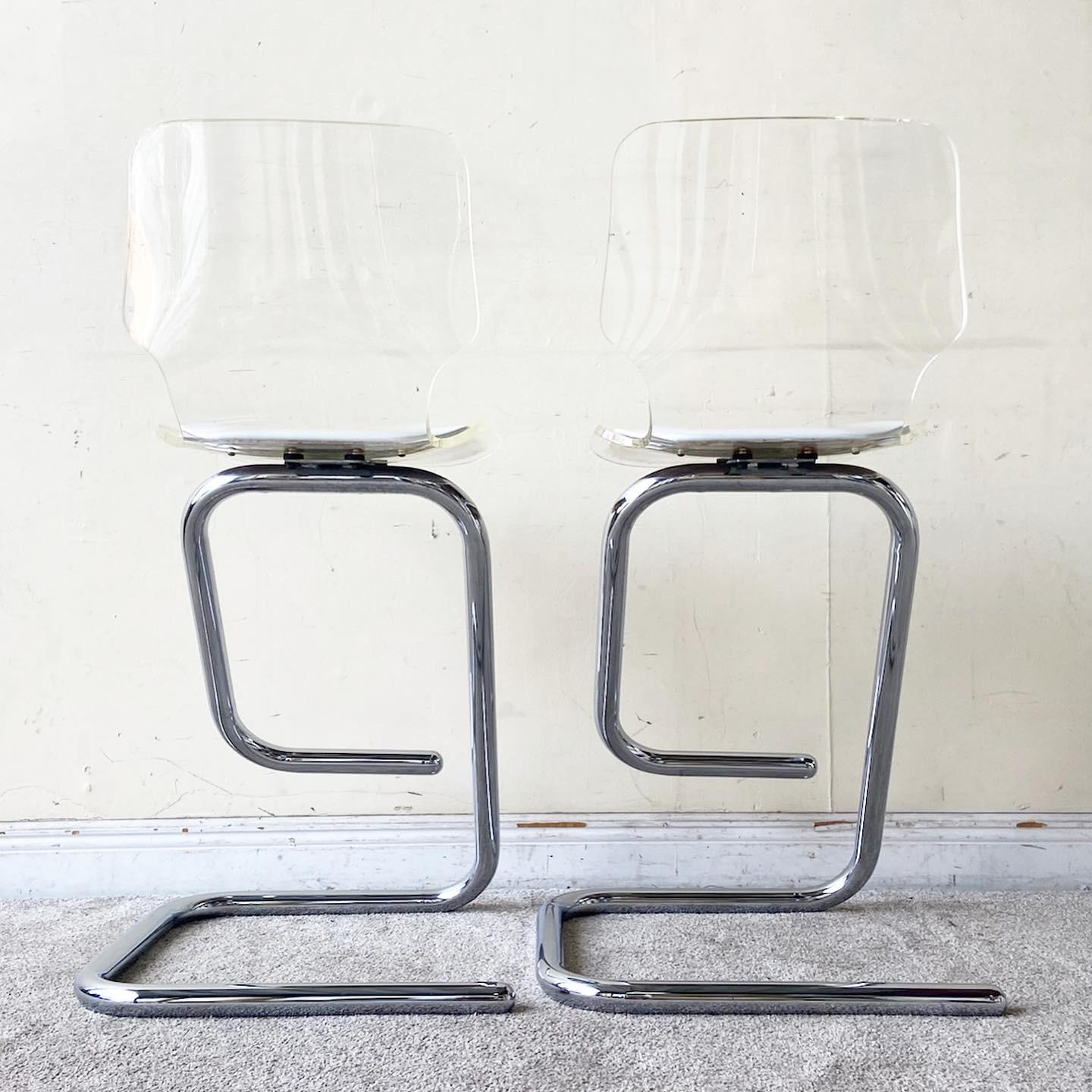 Mid-Century Modern Lucite and Chrome Stools by Hill Manufacturin, a ...