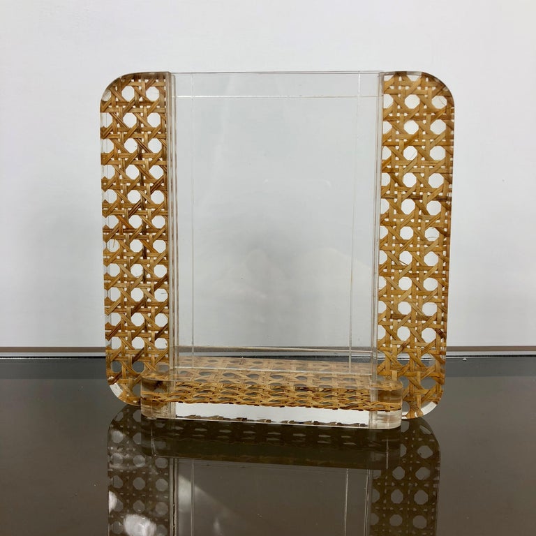 Mid-Century Modern Lucite and Wicker Picture Frame in Christian Dior ...