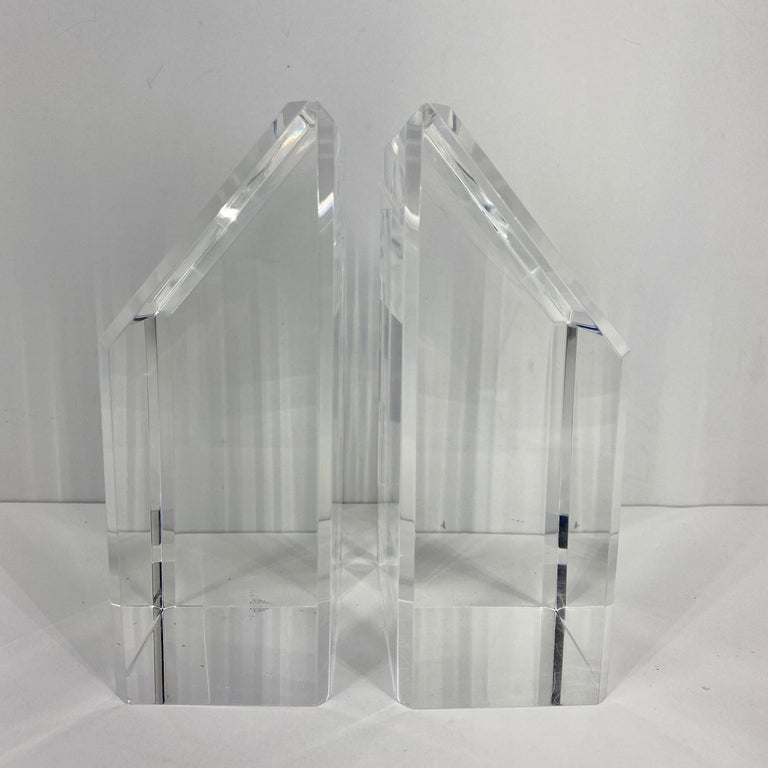 Mid-Century Modern Lucite Beveled Bookend Set at 1stDibs