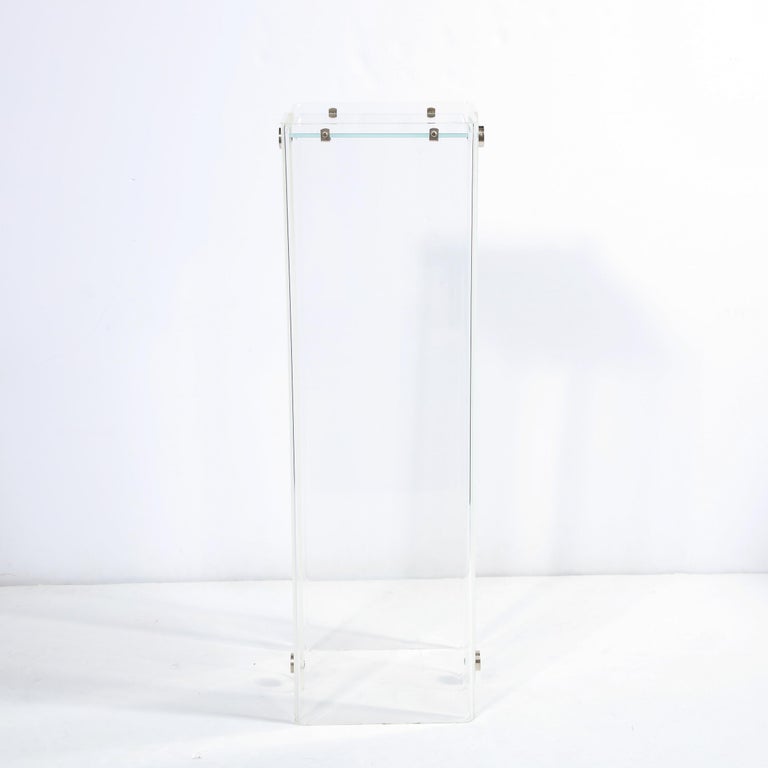 Mid-Century Modern Lucite Pedestal with Mirror Glass and Chrome ...