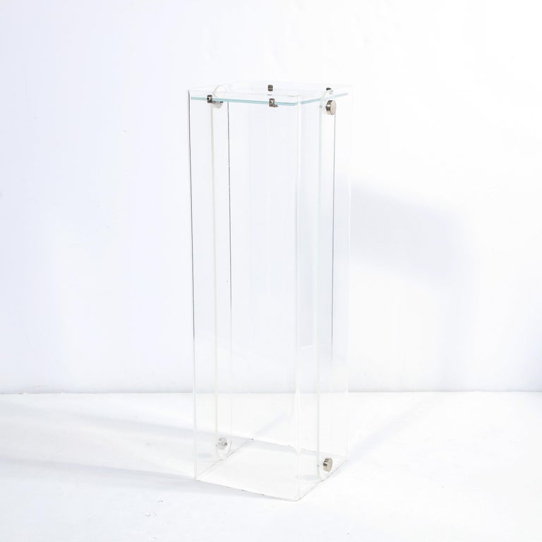 Mid-Century Modern Lucite Pedestal with Mirror Glass and Chrome ...