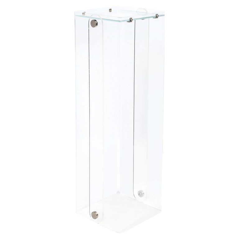Mid-Century Modern Lucite Pedestal with Mirror Glass and Chrome ...