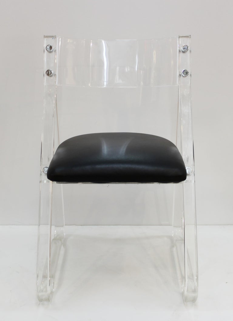 Mid-Century Modern Lucite Side Chairs with Leather Upholstery For Sale ...