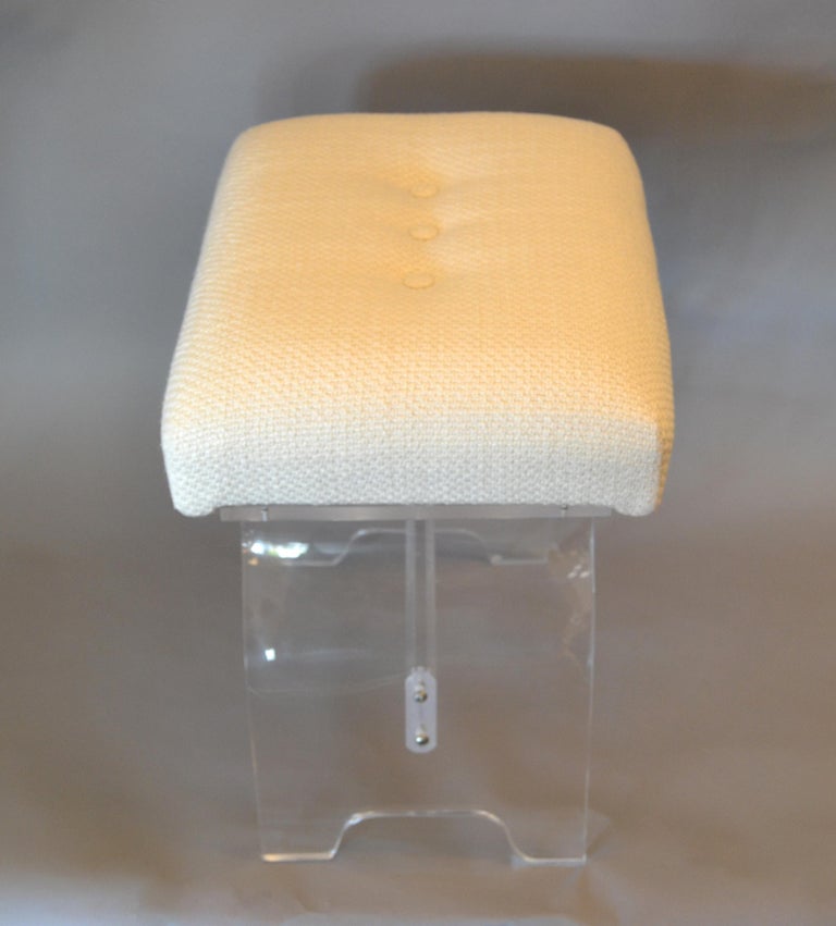 Mid-Century Modern Lucite Stool, Footstool, Vanity Stool in Boucle ...