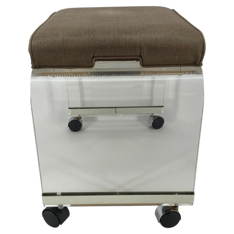 Mid-Century Modern Lucite Waterfall Bench Stool With Faux Snake Skin ...