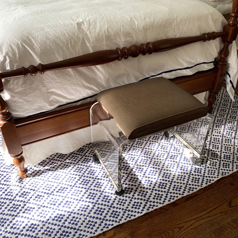 Mid-Century Modern Lucite Waterfall Bench Stool With Faux Snake Skin ...