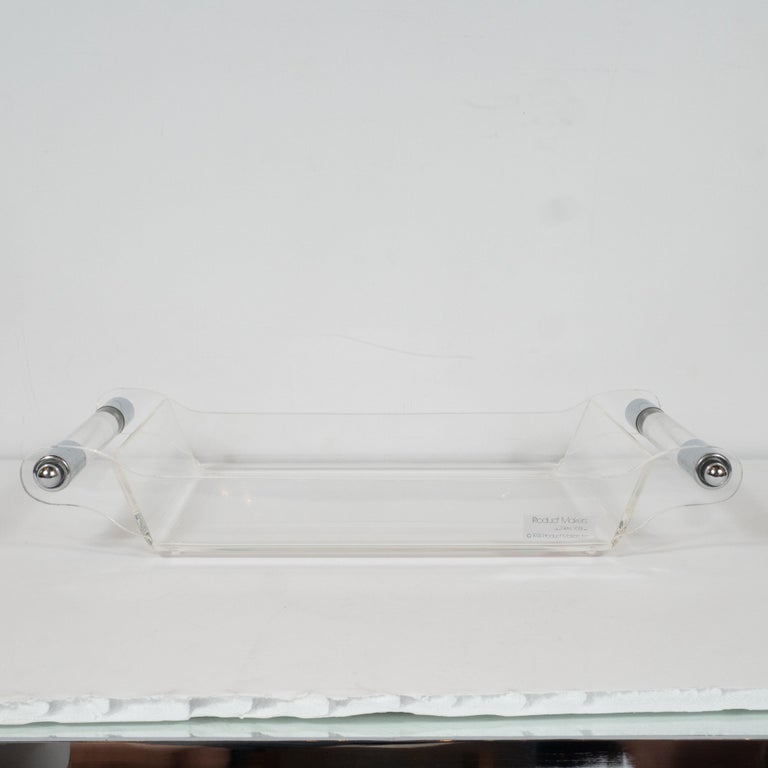 Mid-Century Modern Lucite Tray with Chrome Fittings by Product Makers ...