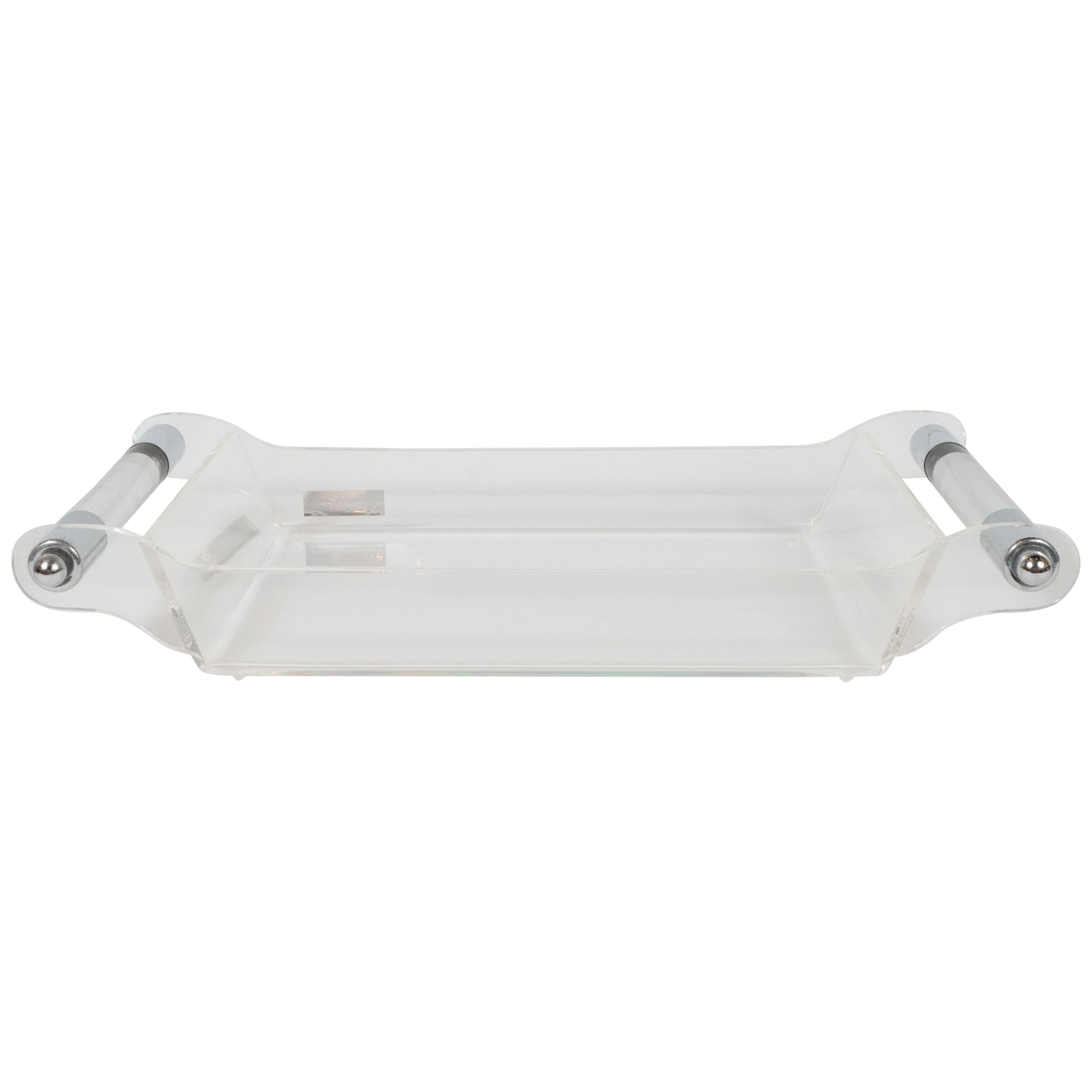 Mid-Century Modern Lucite Tray with Chrome Fittings by Product Makers ...