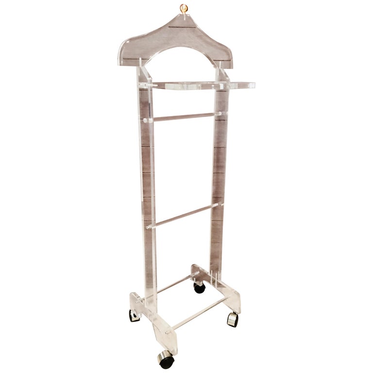 Mid-Century Modern Lucite Valet Stand Dressboy with Wheels For Sale at ...