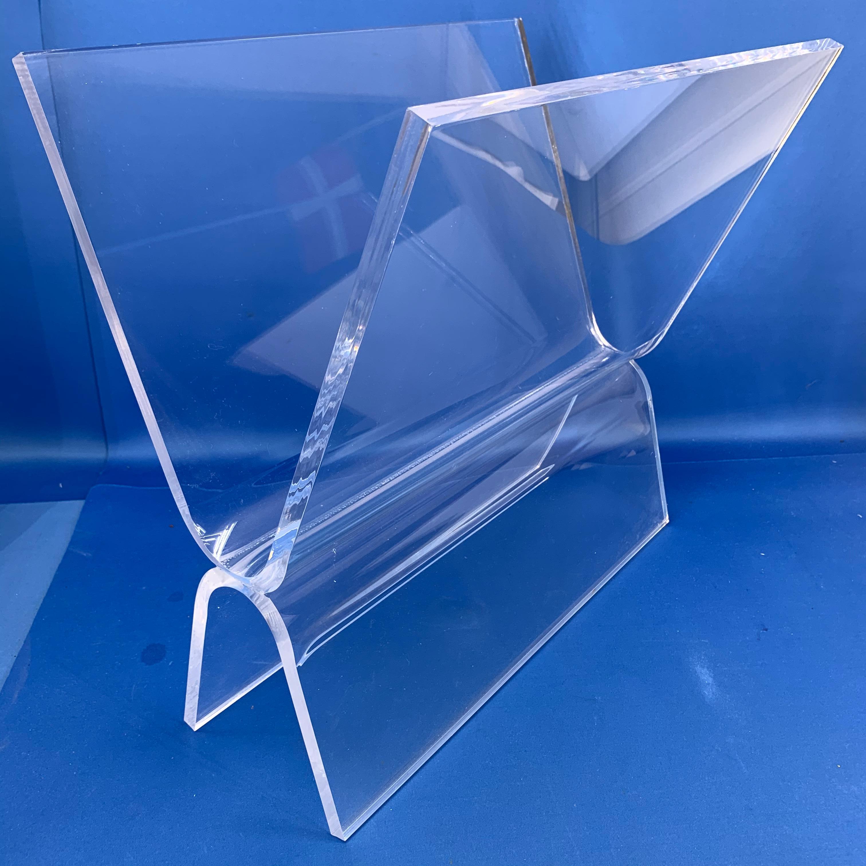 Mid-Century Modern Magazine Rack In Thick Lucite at 1stDibs