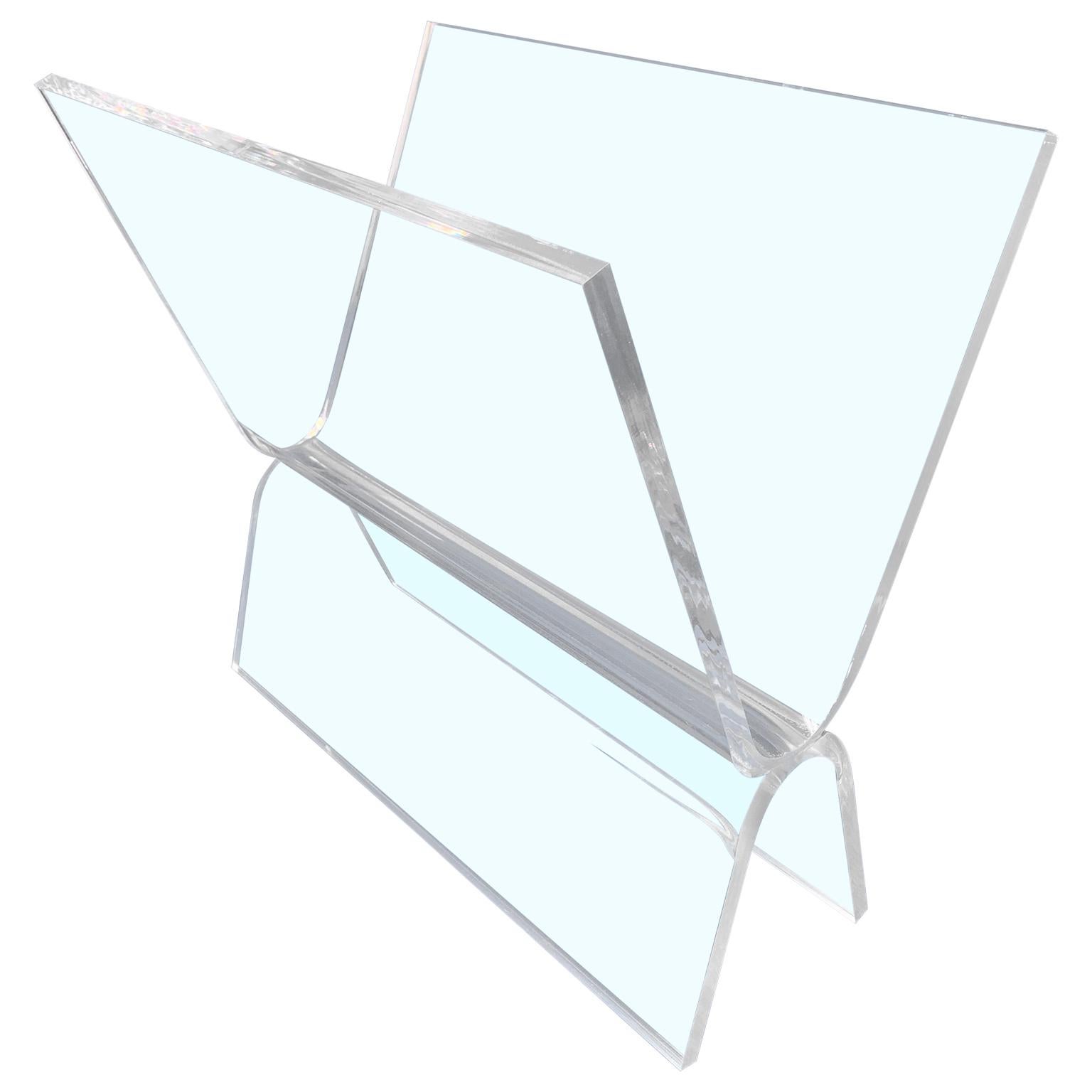 Mid-Century Modern Magazine Rack In Thick Lucite at 1stDibs