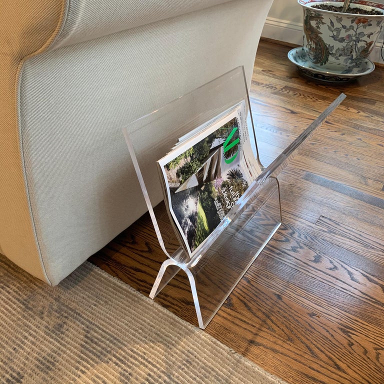 Mid-Century Modern Magazine Rack In Thick Lucite at 1stDibs