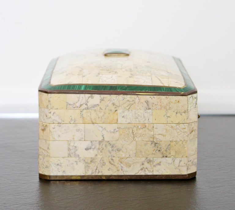Mid-Century Modern Maitland Smith Brass Tessellated Stone Lidded Box ...