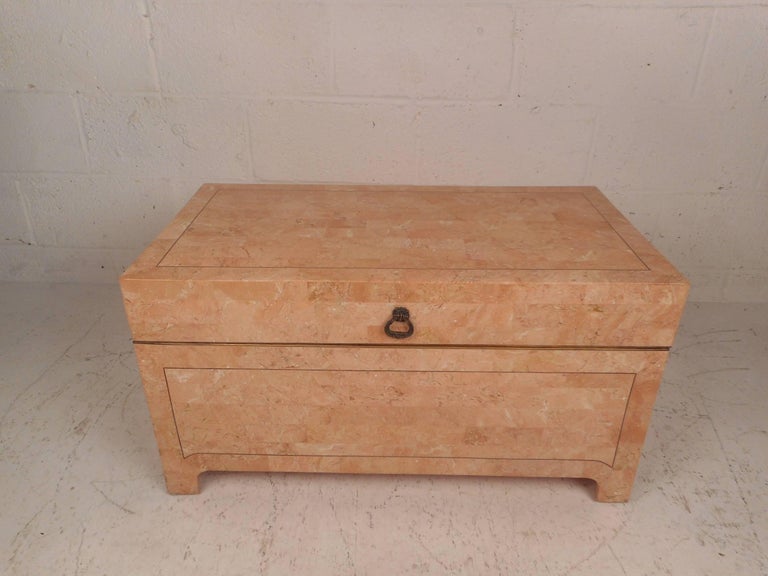 Mid-Century Modern Maitland-Smith Storage Box in Pink Tessellated Stone ...
