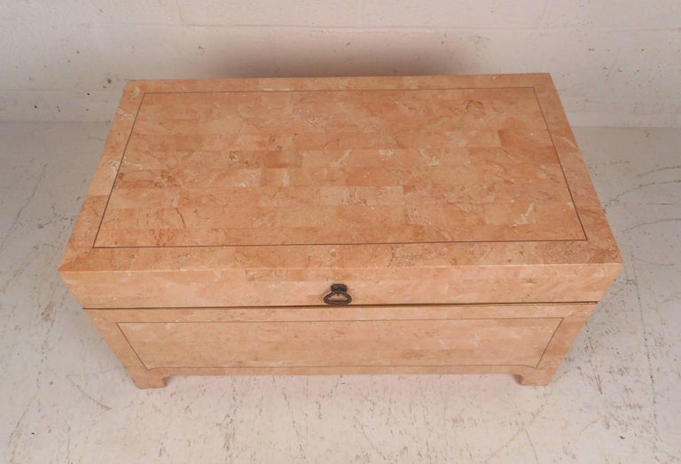 Mid-Century Modern Maitland-Smith Storage Box in Pink Tessellated Stone ...