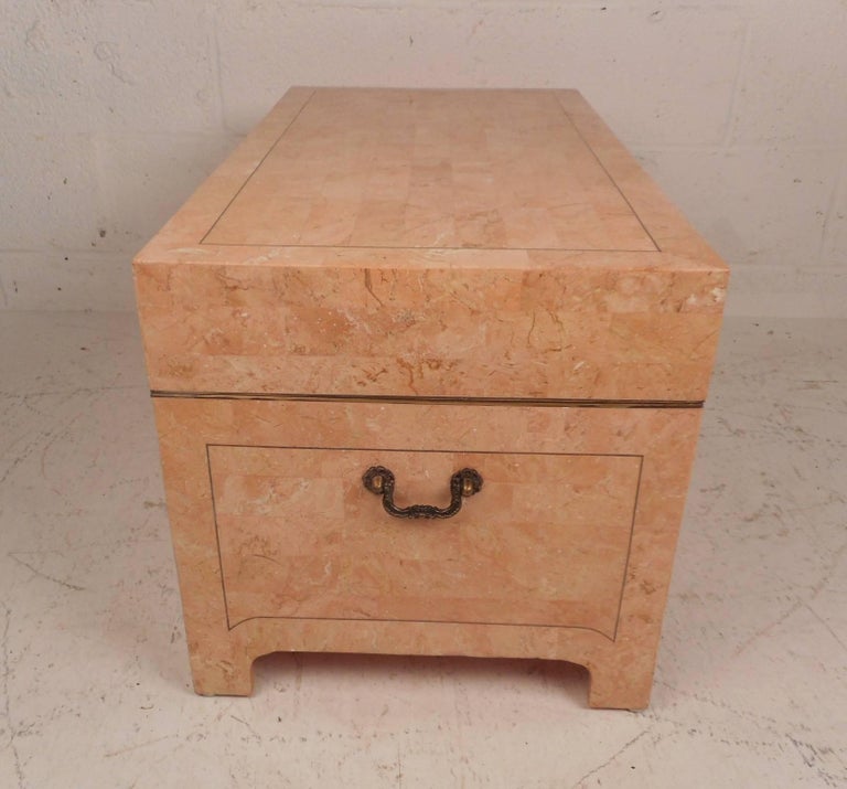 Mid-Century Modern Maitland-Smith Storage Box in Pink Tessellated Stone ...
