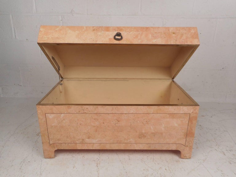 Mid-Century Modern Maitland-Smith Storage Box in Pink Tessellated Stone ...