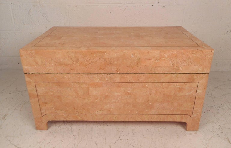 Mid-Century Modern Maitland-Smith Storage Box in Pink Tessellated Stone ...