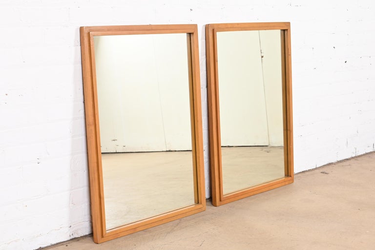 Mid-Century Modern Maple Wall Mirrors Attributed to Russel Wright, Pair ...