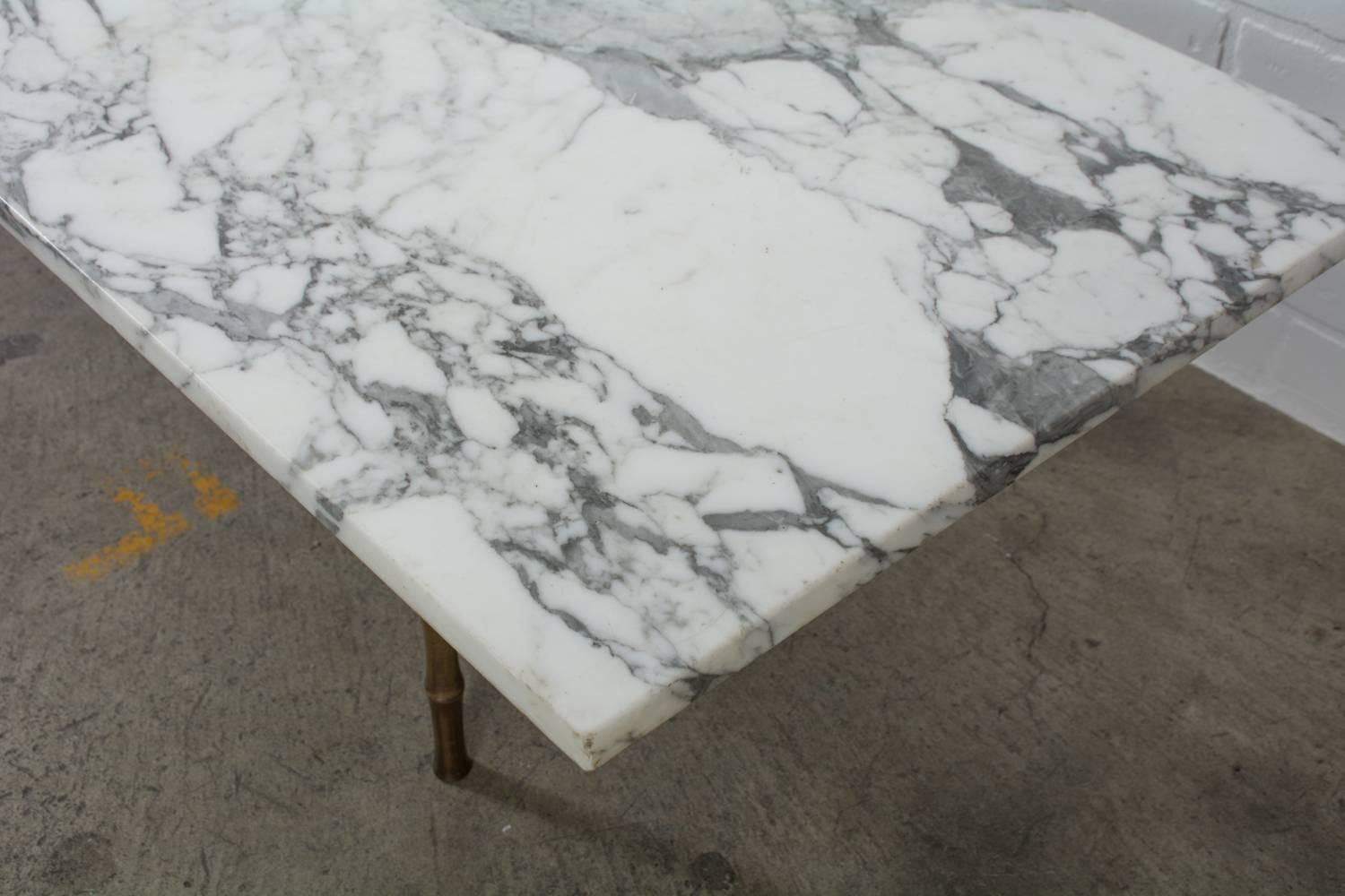 Mid-Century Modern Marble and Brass Coffee Table For Sale at 1stDibs