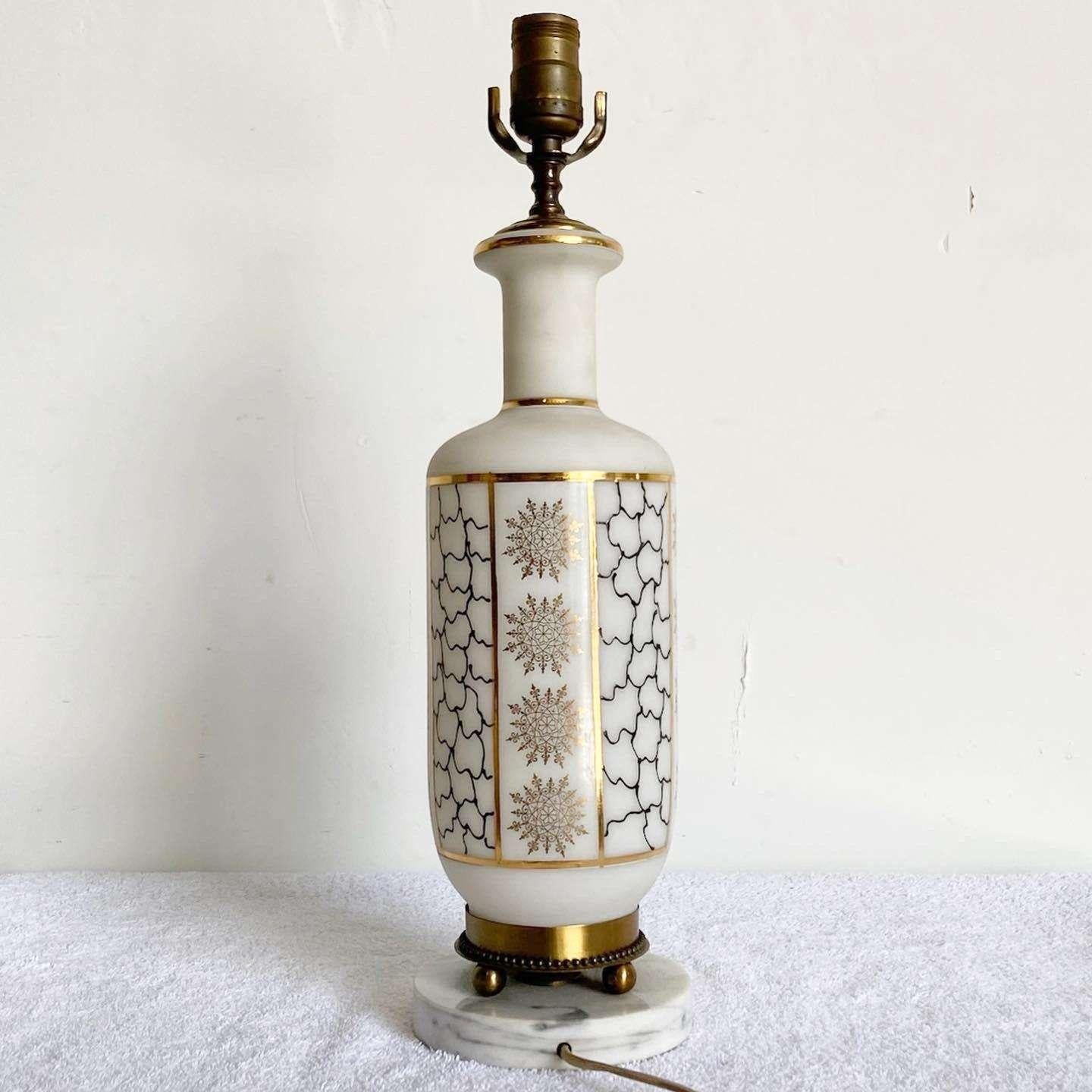 Mid Century Modern Marble and Glass Table Lamp For Sale at 1stDibs