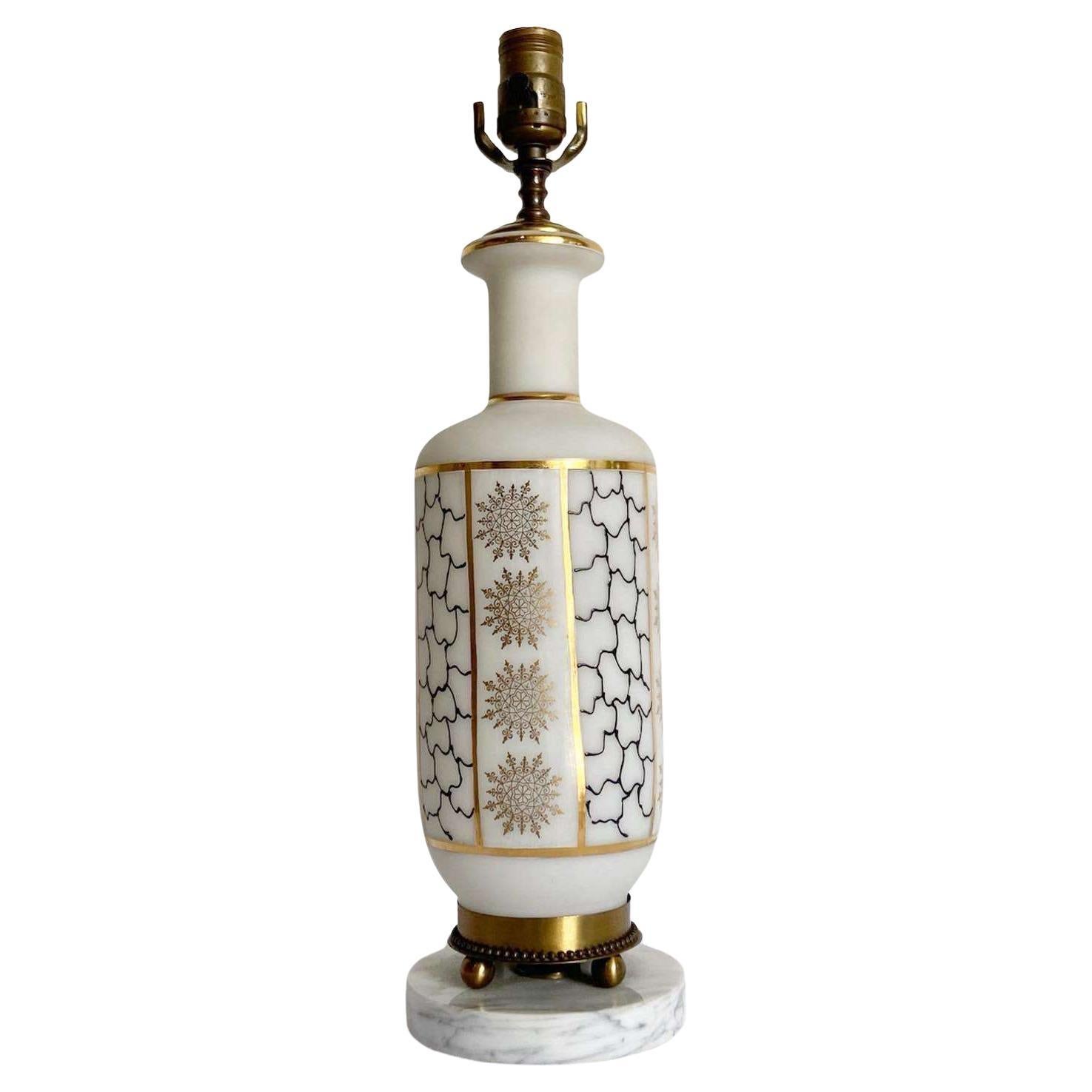 Mid Century Modern Marble and Glass Table Lamp For Sale at 1stDibs
