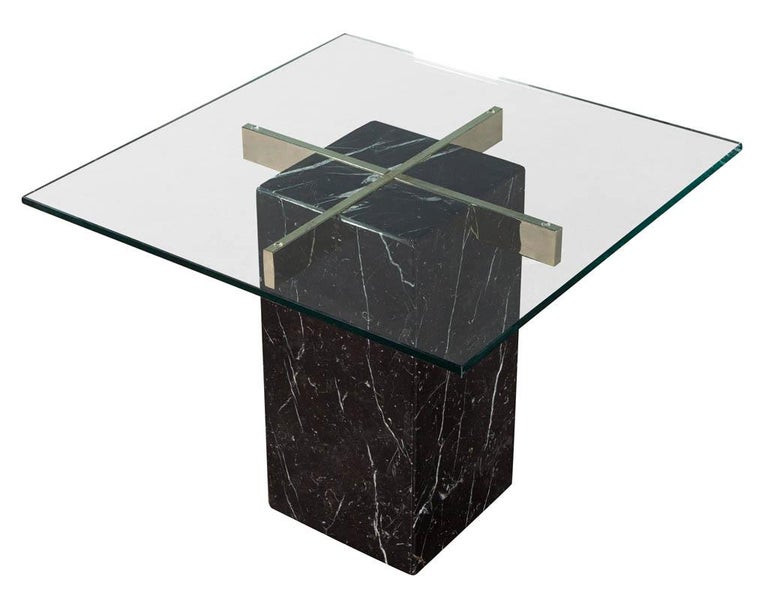 Mid-Century Modern Marble Brass and Glass Side Table by Artedi at 1stDibs