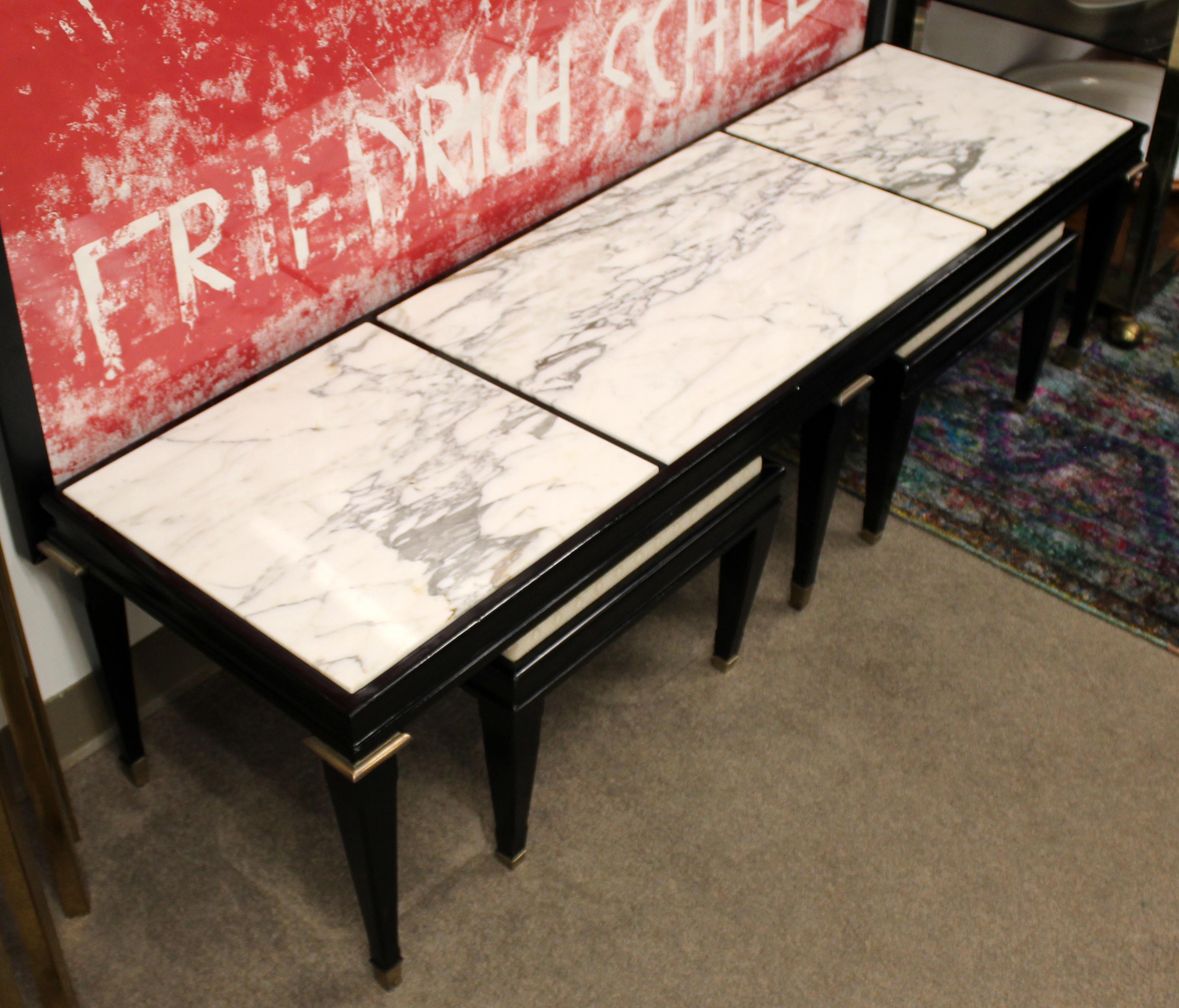 Mid-Century Modern Marble Coffee Table 2 Ottomans Dunbar Baker ...
