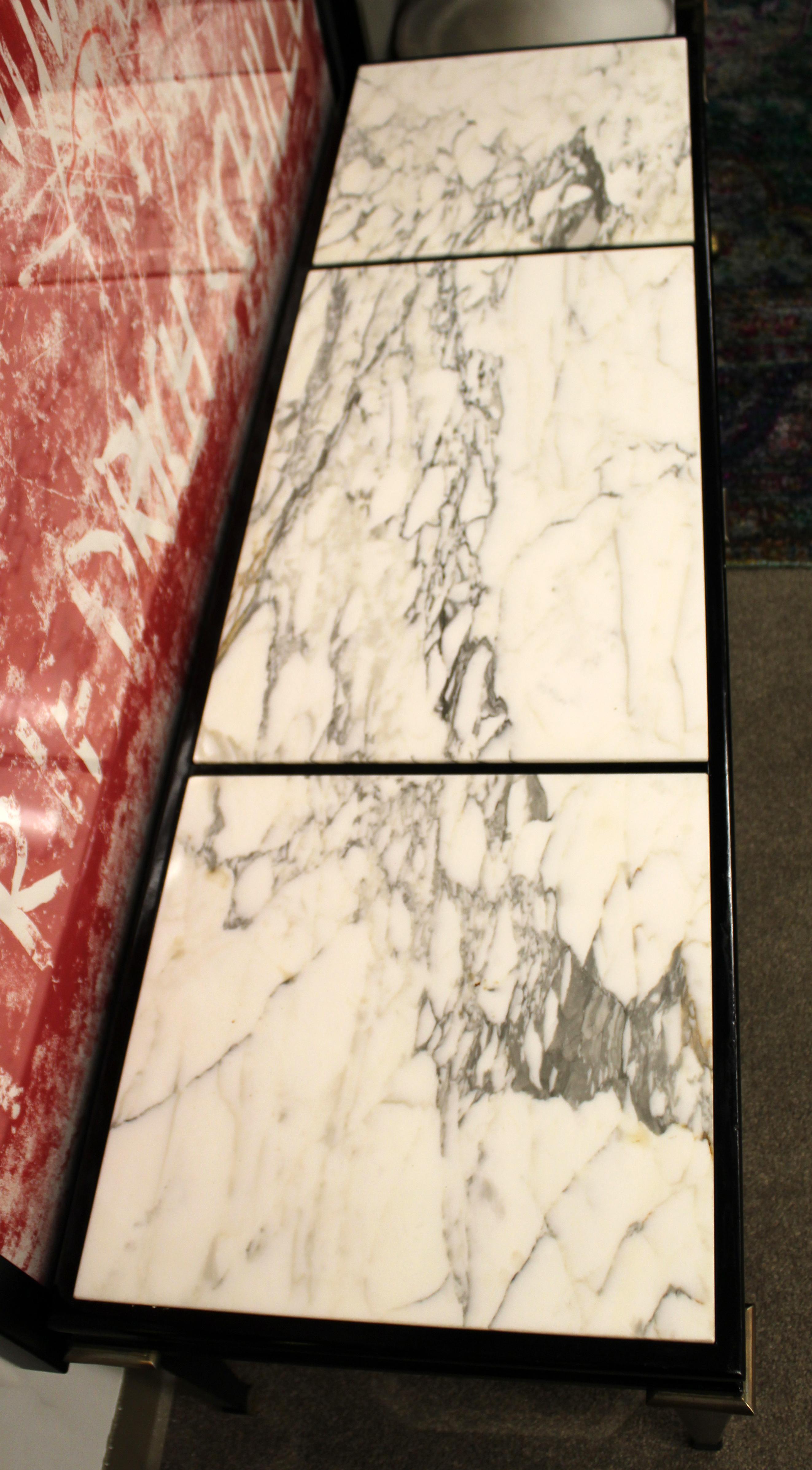 Mid-Century Modern Marble Coffee Table 2 Ottomans Dunbar Baker ...