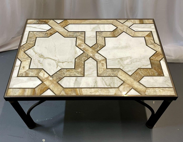 Mid-Century Modern Marble Inlaid Coffee Table, Cocktail Table, Pietra ...