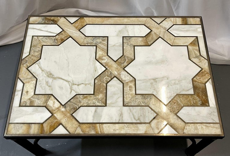 Mid-Century Modern Marble Inlaid Coffee Table, Cocktail Table, Pietra ...