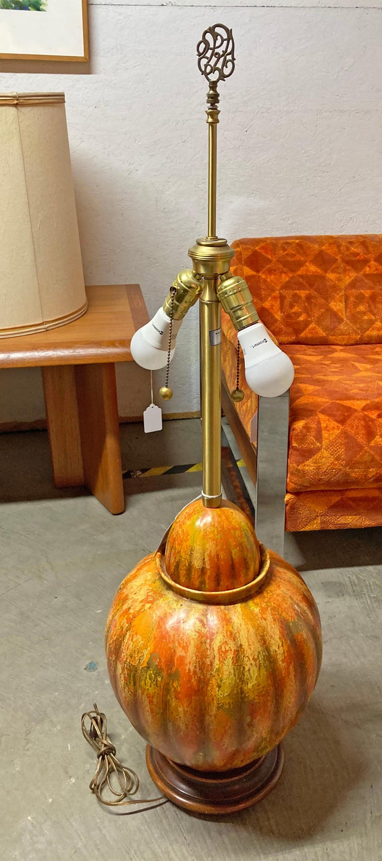 Mid-Century Modern Marbro Lamp Co. Painted Orange Ceramic Table Lamp ...