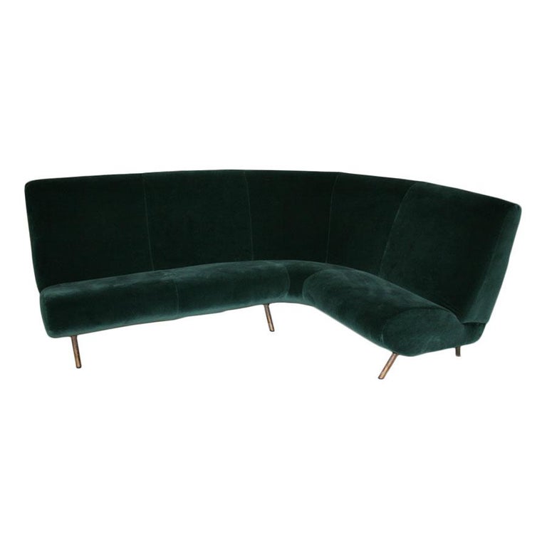 Mid-Century Modern Marco Zanuso "Triennale Corner" Green Velvet, Italy ...