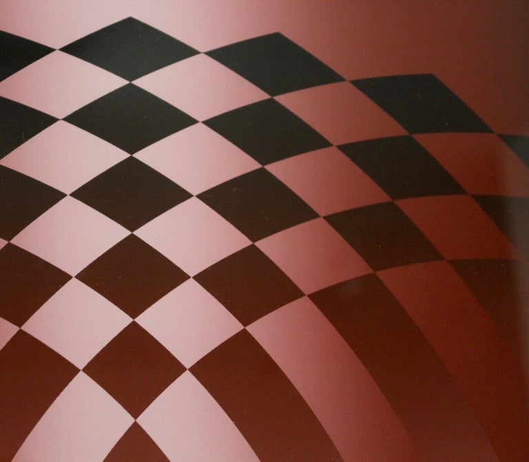 Mid-Century Modern Mark Rowland Red Op Art 'Whim', Signed Lithograph ...