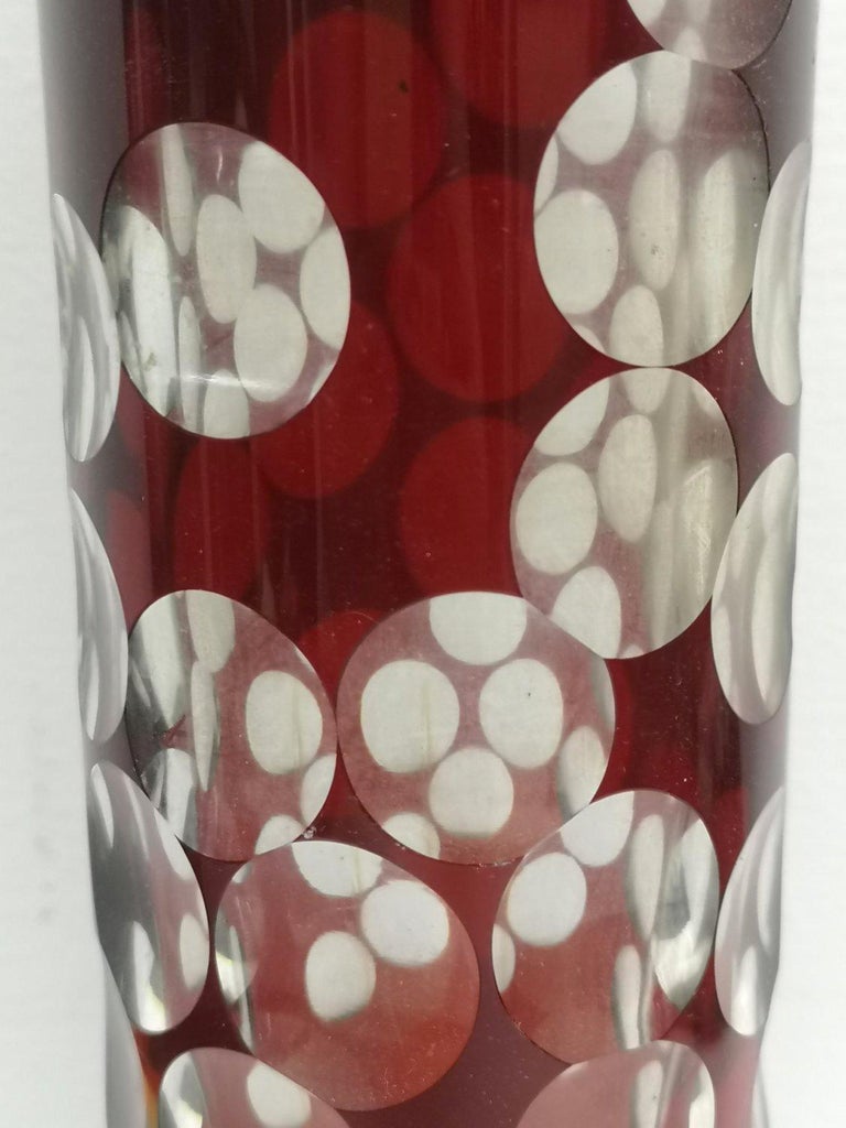 Mid-Century Modern Maroon Color Crystal Vase with Exquisite Decor ...