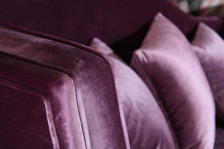 Mid-Century Modern Martine Love Seat Cotton Velvet Brass For Sale at ...