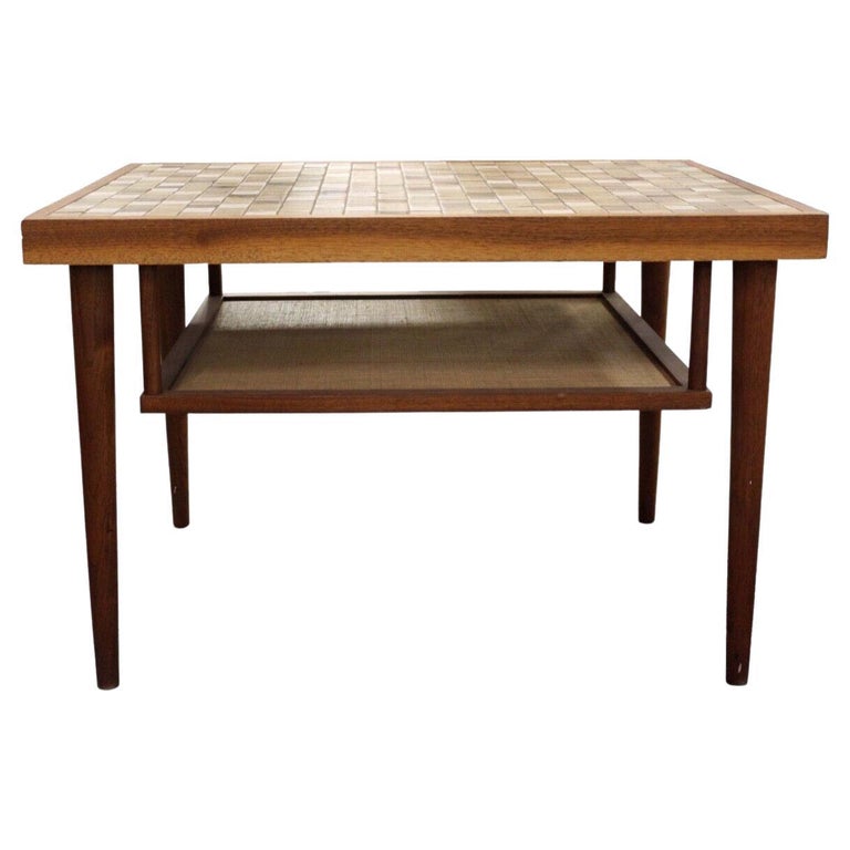 Mid-Century Modern Martz Walnut and Ceramic Tile Inlaid Side End Table ...