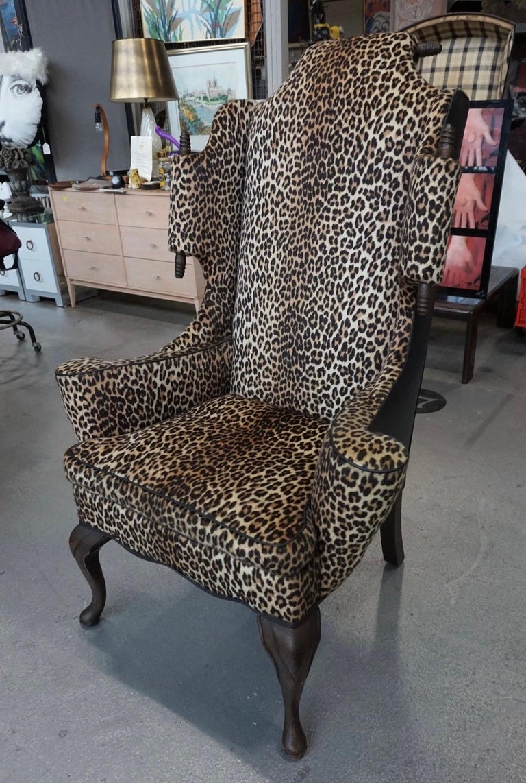 Mid-Century Modern Mason Art Custom High Back Chair Faux Leopard ...