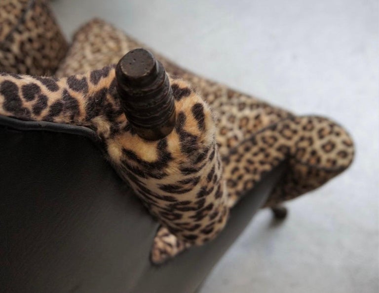 Mid-Century Modern Mason Art Custom High Back Chair Faux Leopard ...