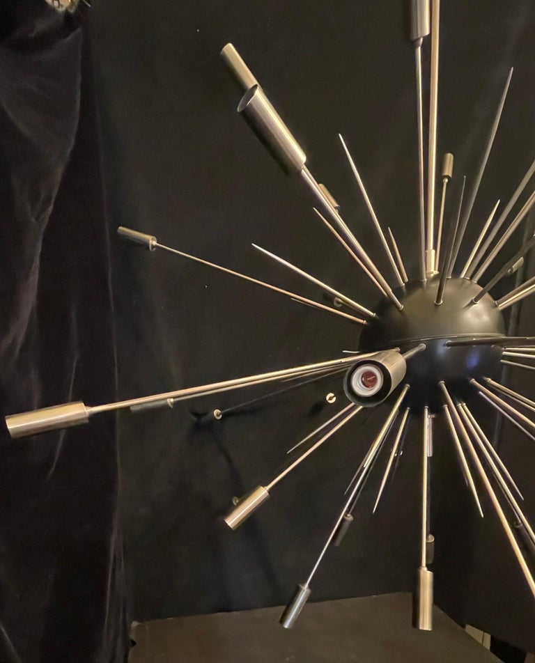 Mid-Century Modern Massive Custom Sputnik Brushed Nickel Black ...