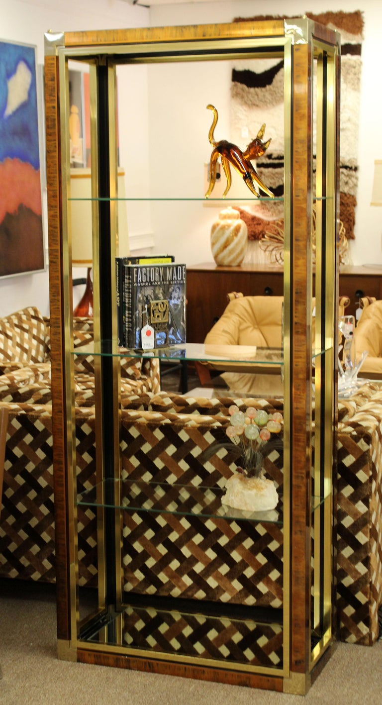 Mid-Century Modern Mastercraft Brass and Glass Étagère Shelving Unit ...