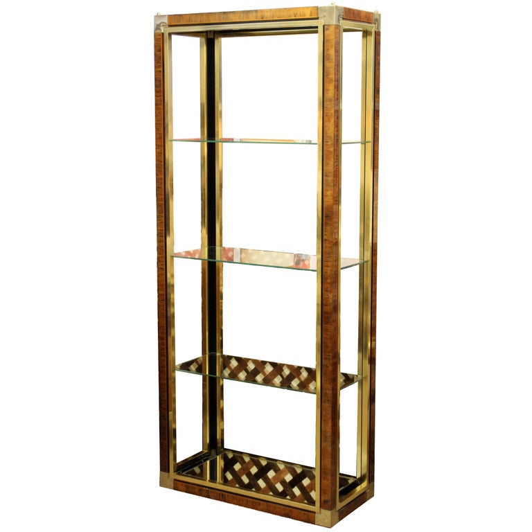 Mid-Century Modern Mastercraft Brass and Glass Étagère Shelving Unit ...
